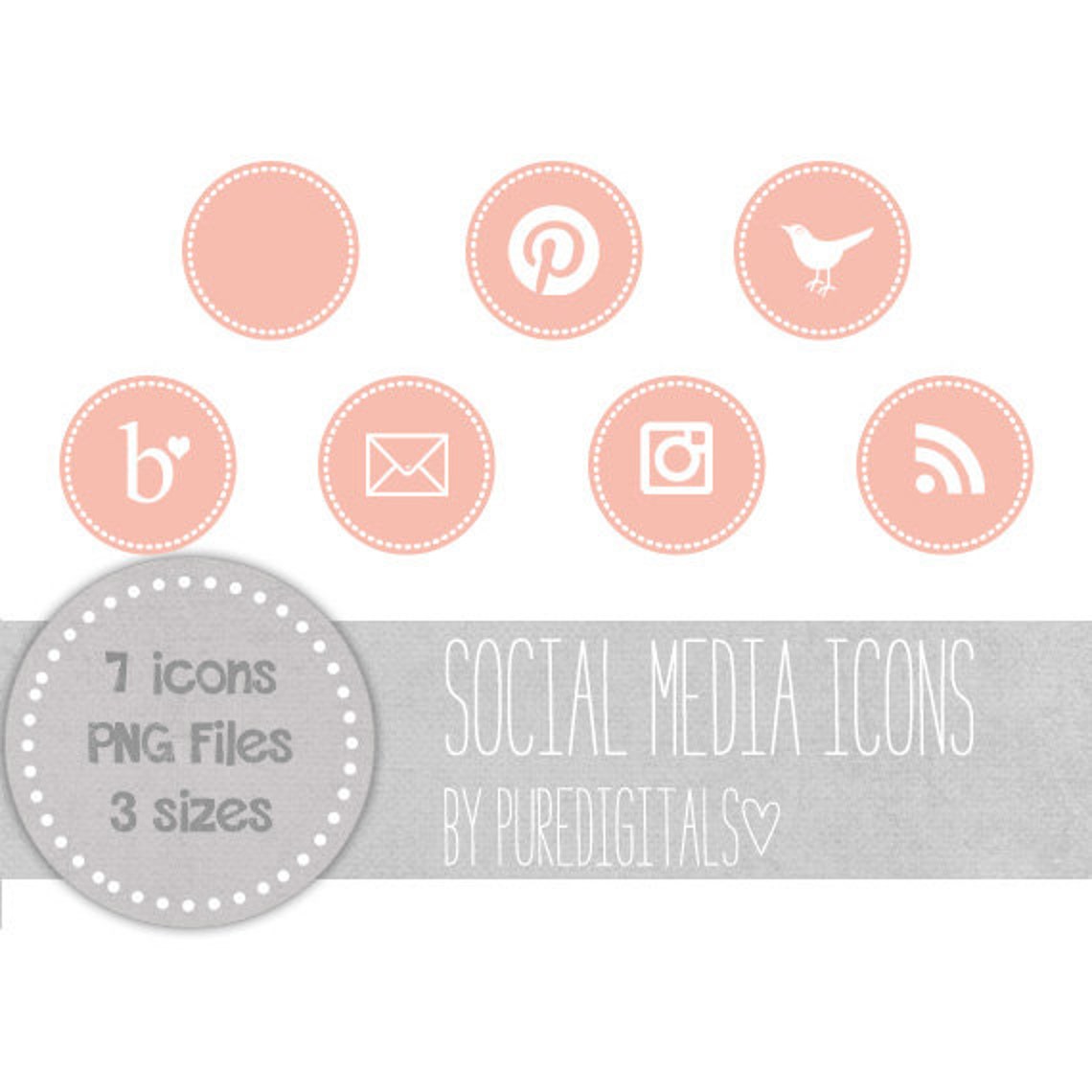 Pink Social Media Icons, Pink Blog Buttons, Cute Social Media Buttons ...