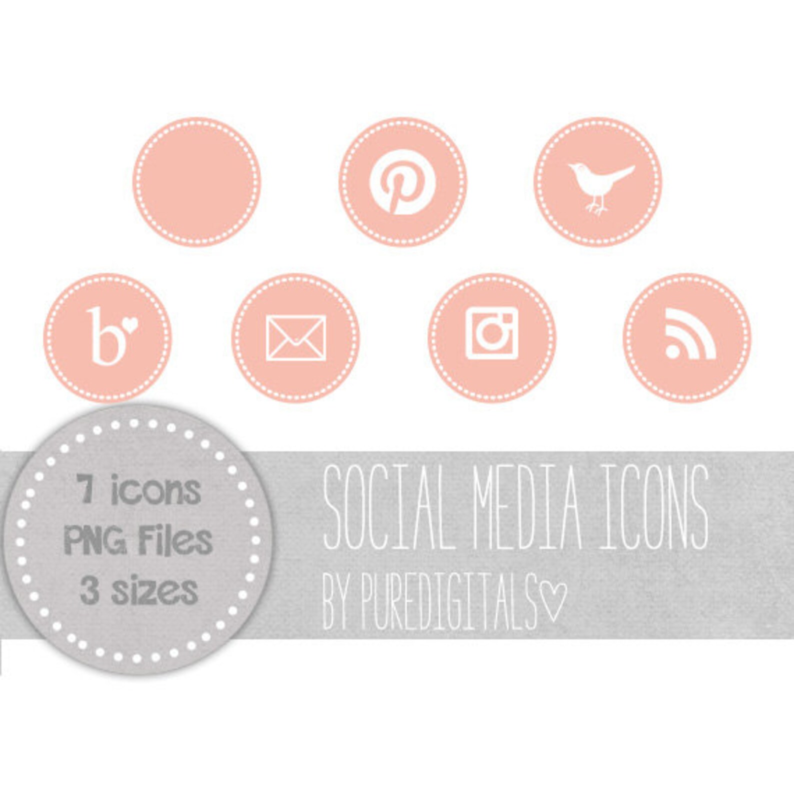 Pink Social Media Icons, Pink Blog Buttons, Cute Social Media Buttons ...