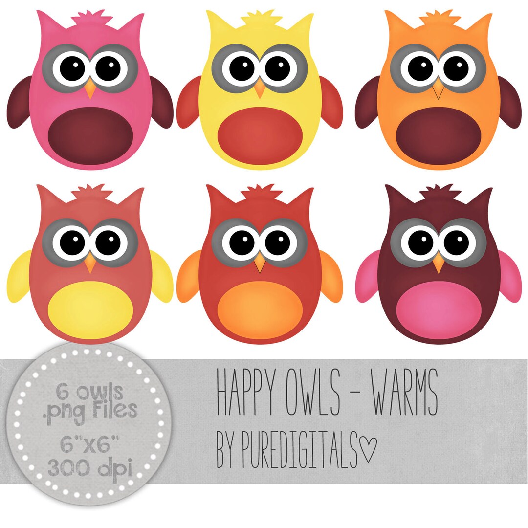 Owls Clip Art, Owls PNG, Digital Scrapbooking, Scrapbooks, Colored Owls ...