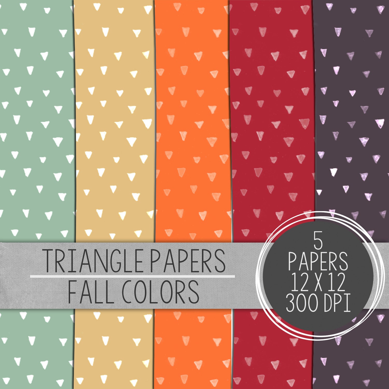 Fall Digital Paper, Digital Triangle Paper, Triangle Paper Pack ...