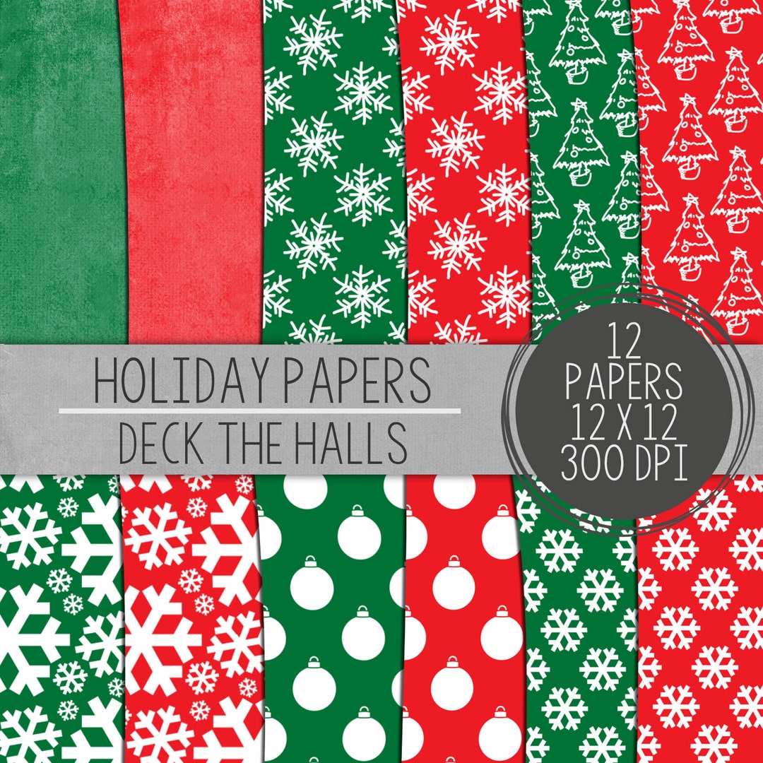Holiday Paper, Digital Paper, Christmas Paper Pack, Printable Paper ...