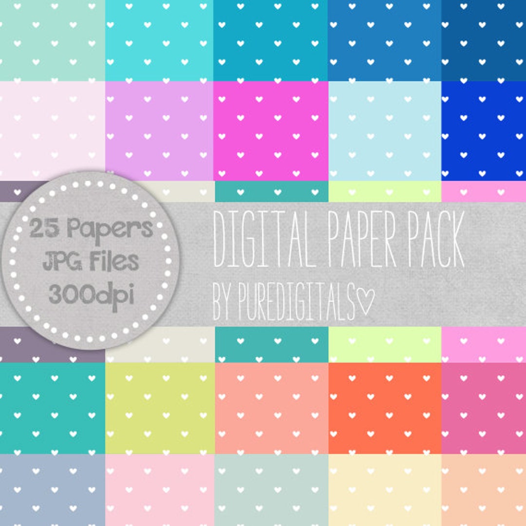 Pastel Hearts Paper, Digital Heart Paper, Digital Paper Pack,pastel ...