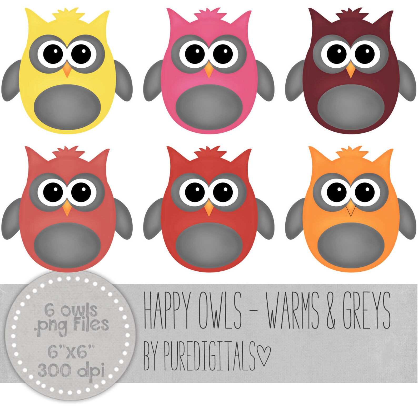 Owls Clip Art, Owls PNG, Digital Scrapbooking, Scrapbooks, Colored Owls ...