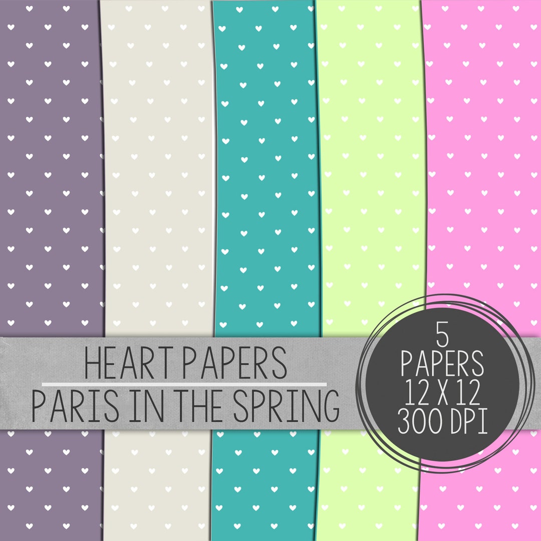 Hearts Paper, Digital Heart Paper, Digital Paper Pack, Bright Digital ...