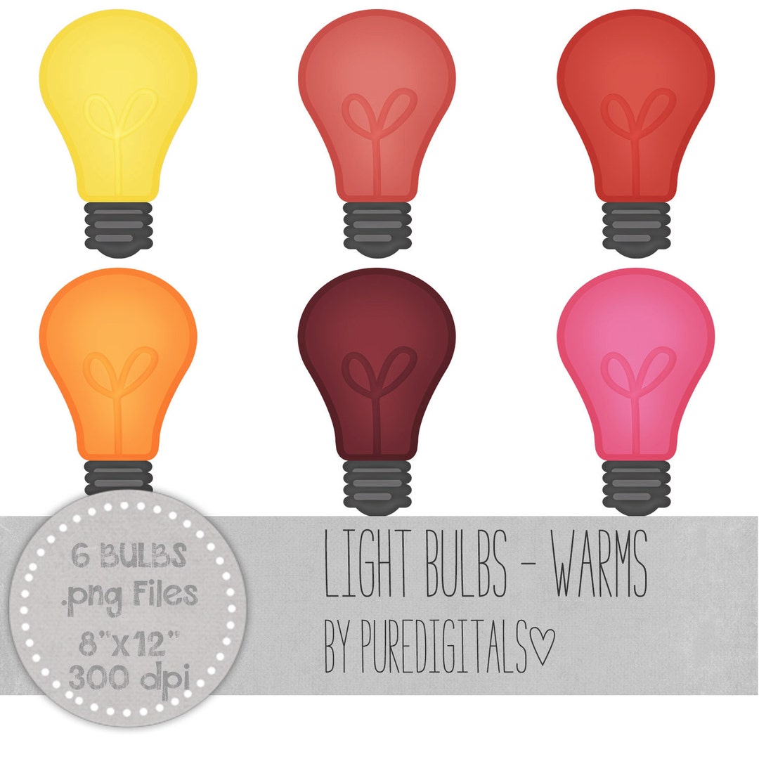 Bombilla Clip Art, bombilla PNG, Scrapbooking Digital, color bombilla ...