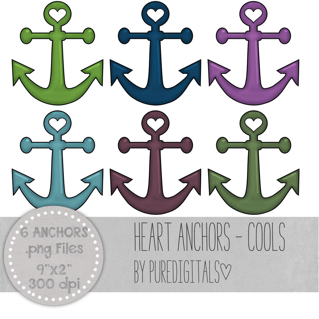 Anchor Clip Art, Anchor PNG, Digital Scrapbooking, Scrapbooks, Colored ...