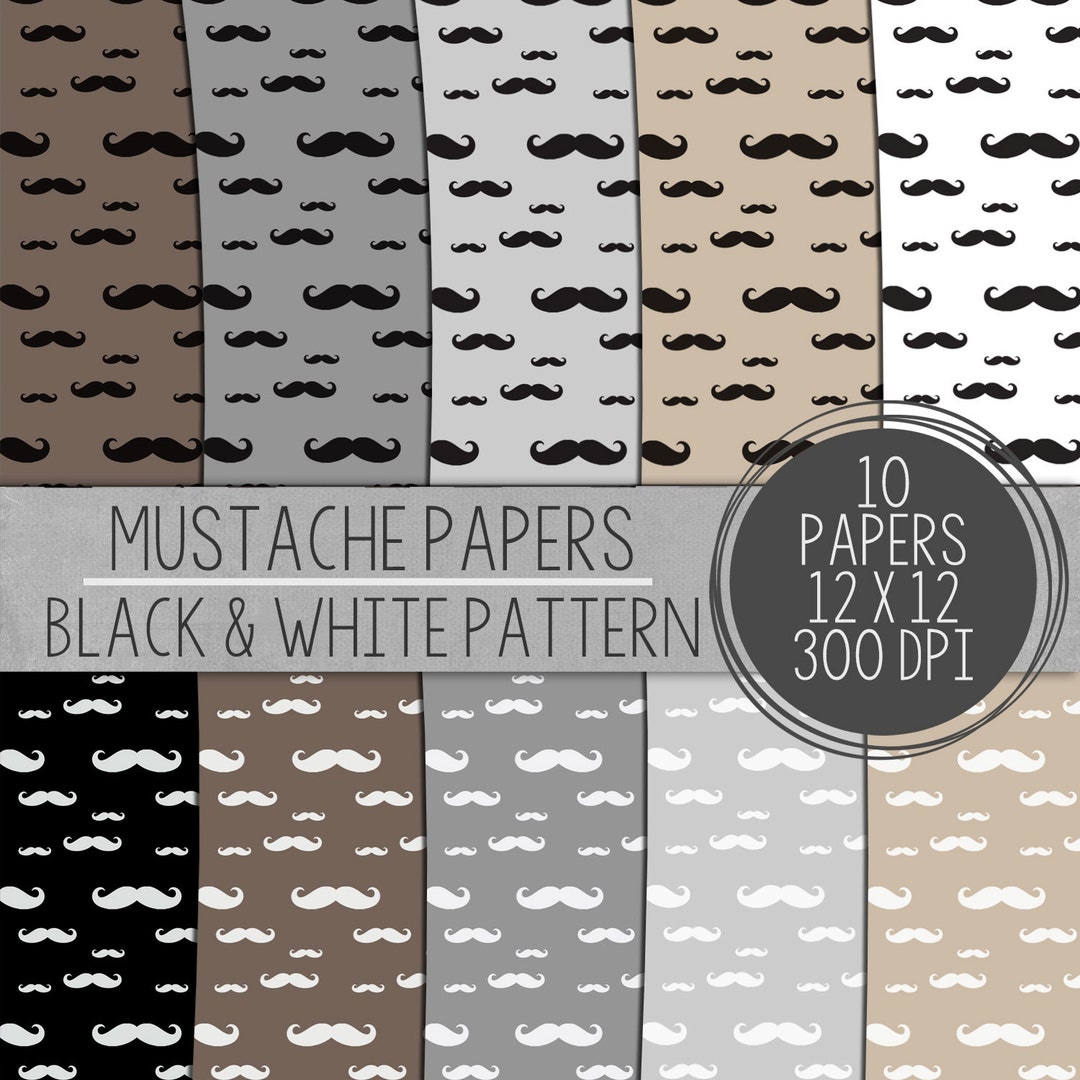 Mustache Digital Paper, Paper Pack, Digital Scrapbooking, Mustache ...