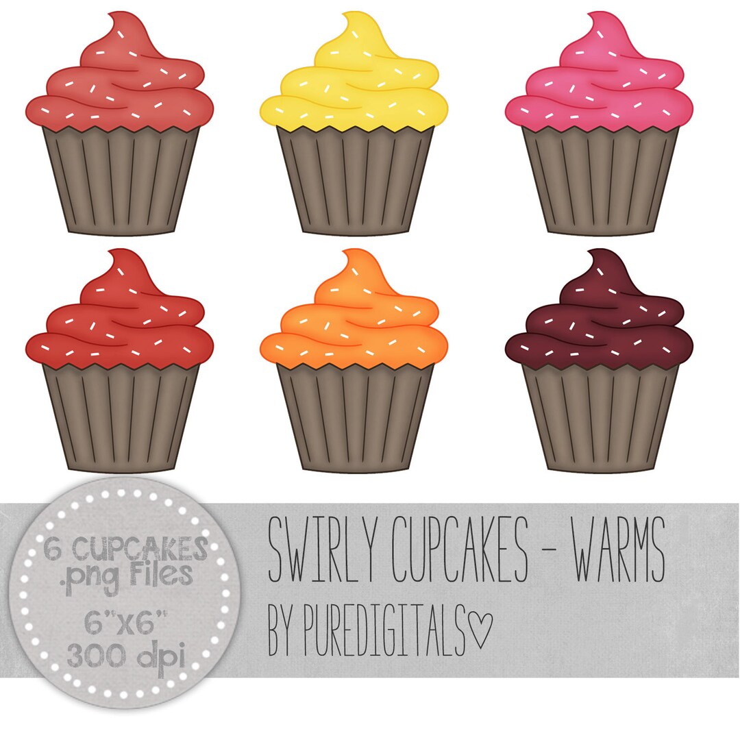 Cupcakes Clip Art, Cupcakes PNG, Digital Scrapbooking, Scrapbooks ...