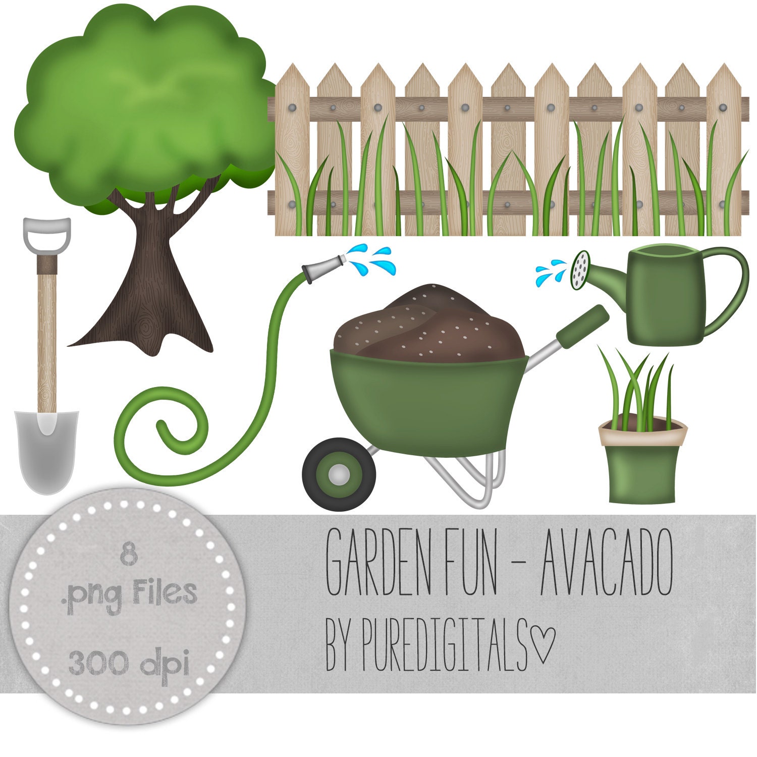 Garden Clip Art, Gardening Clip Art, Tree Clip Art, Fence Clip Art ...