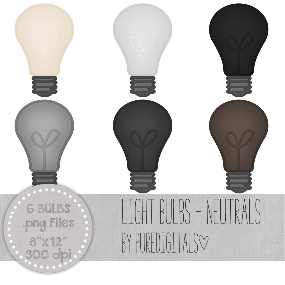 Lightbulb Clip Art, Lightbulb PNG, Digital Scrapbooking, Colored ...