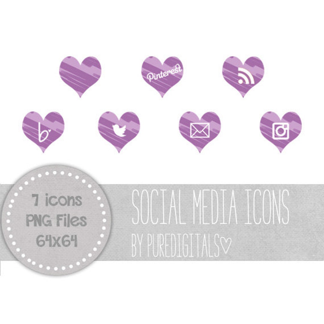 Purple Hearts Social Media Buttons, Purple Blog Buttons, Purple Social ...