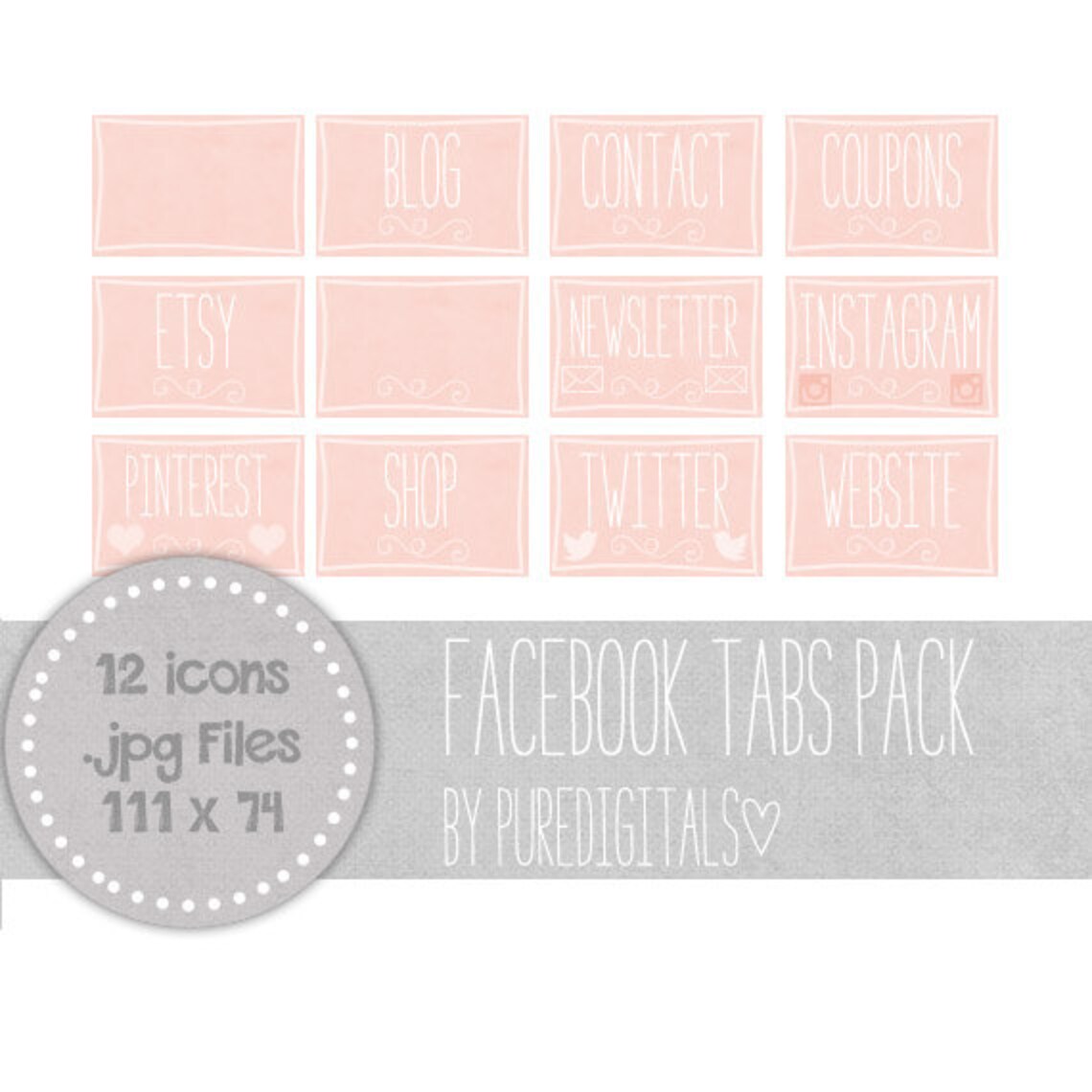 Facebook Tabs Social Media Iconsblog Buttonstimeline Tab - Etsy