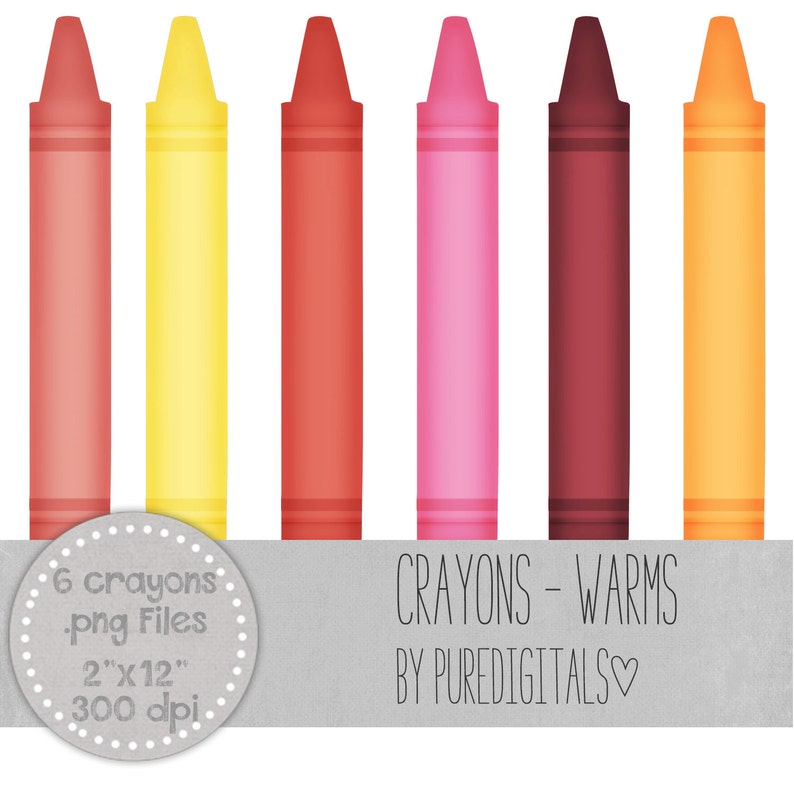 Crayons Clip Art, Crayons PNG, Digital Scrapbooking, Scrapbooks ...