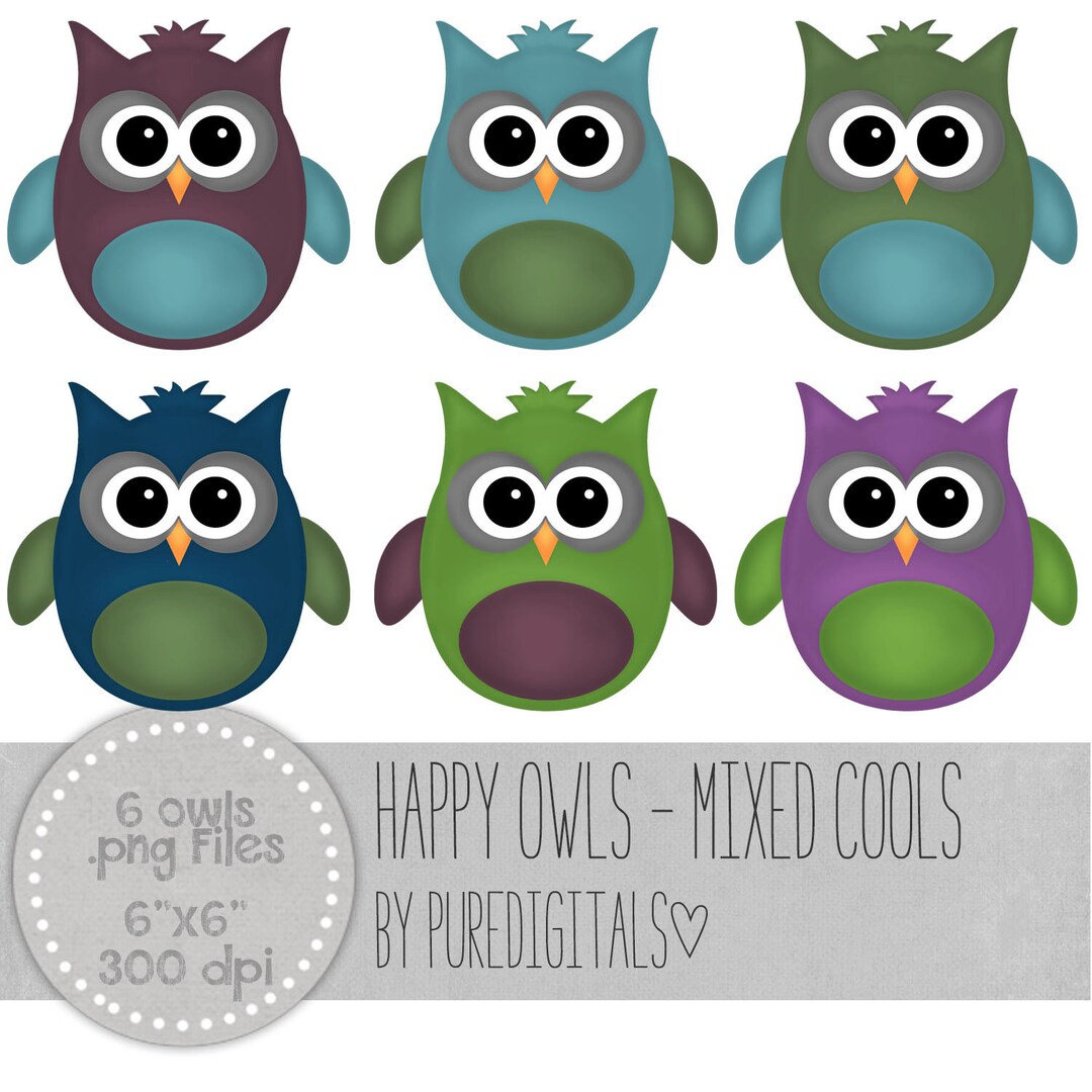 Owls Clip Art, Owls PNG, Digital Scrapbooking, Scrapbooks, Colored Owls ...