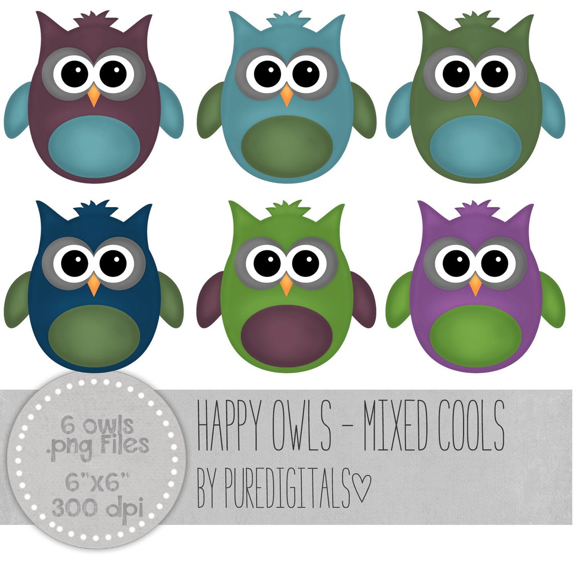 Owls Clip Art, Owls PNG, Digital Scrapbooking, Scrapbooks, Colored Owls ...