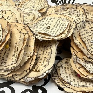 Torn Layered Rosette Book Page Flowers 12 Pack , Junk Journal, Altered ...