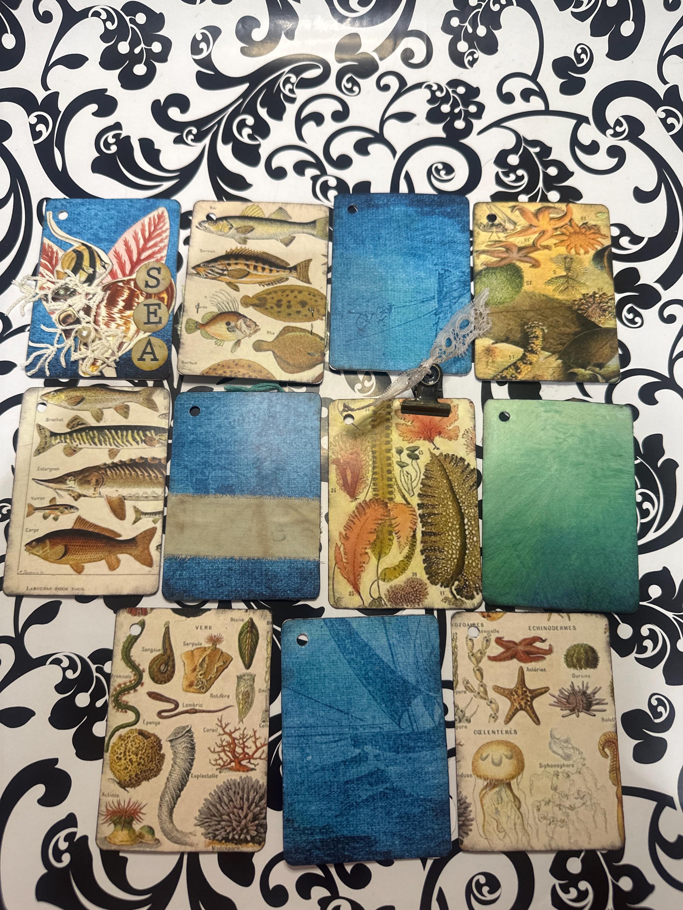 22 Page Altered Playing Card Album, Distressed, Grungy, Vintage OCEAN ...