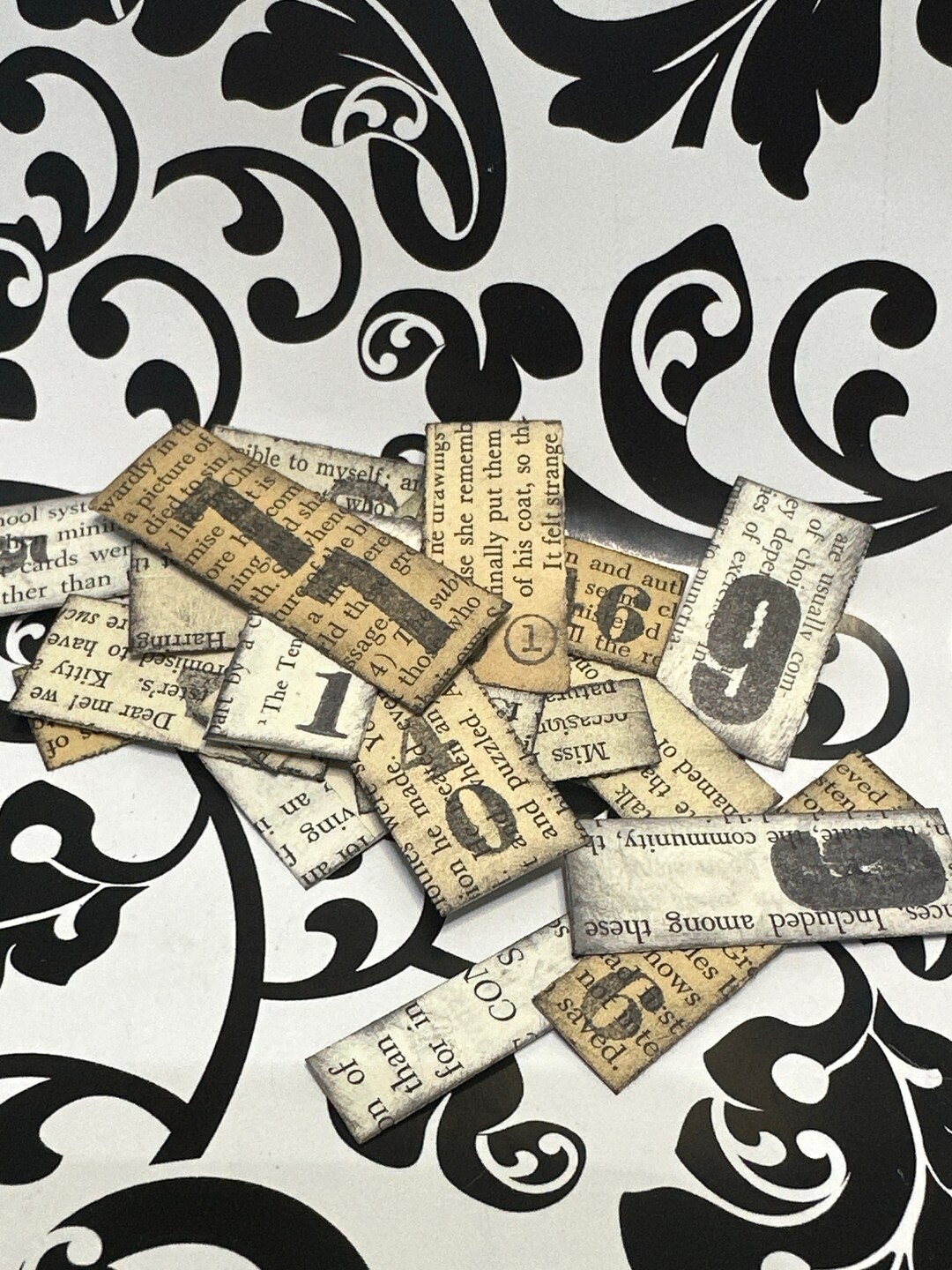 25 Pack of Vintage Book Page Number Hand Stamped Tiny Tags, Altered ...