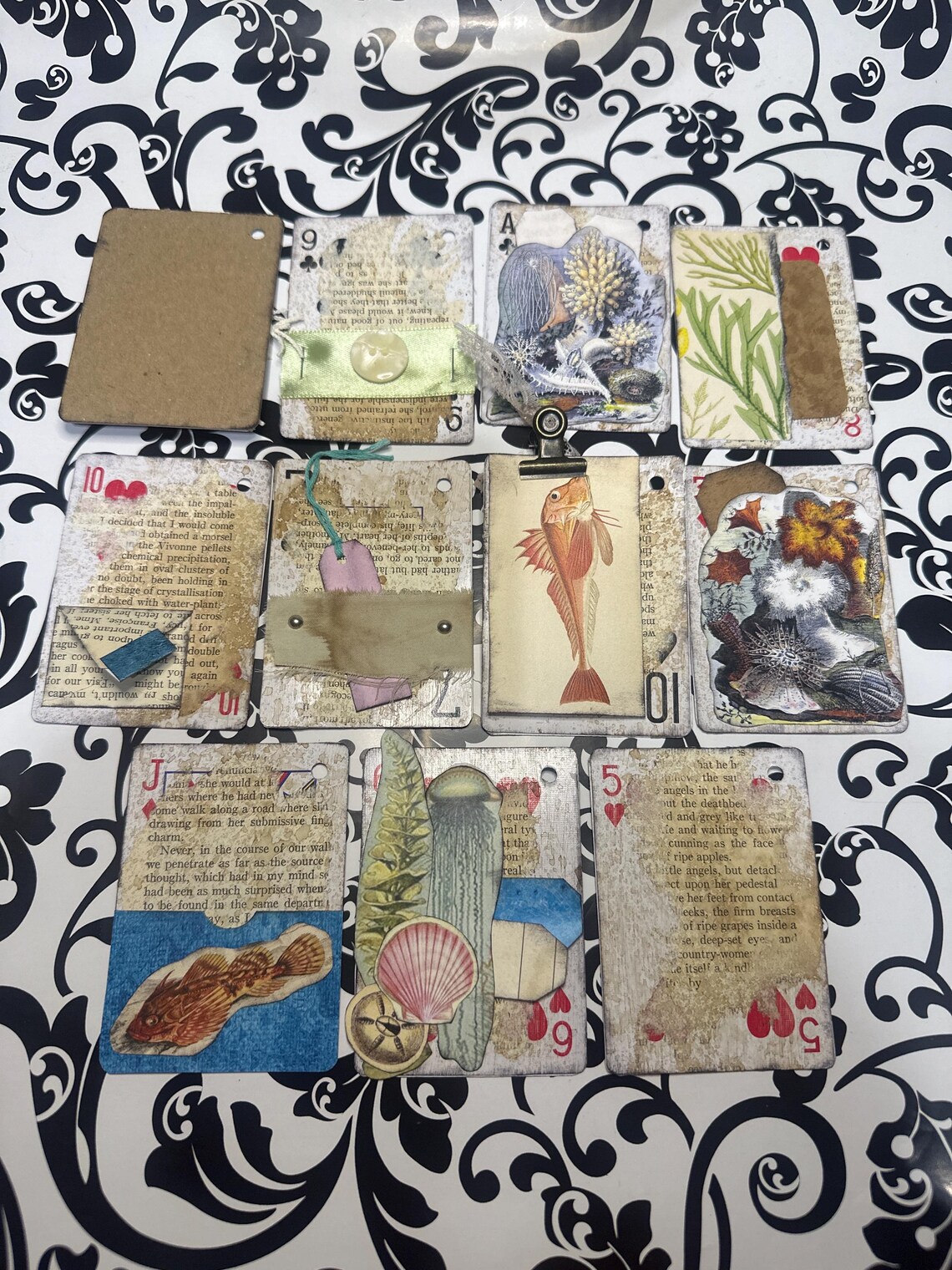 22 Page Altered Playing Card Album, Distressed, Grungy, Vintage OCEAN ...