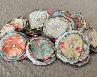 Torn Layered Rosette Book Page Flowers 12 Pack , Junk Journal, Altered ...