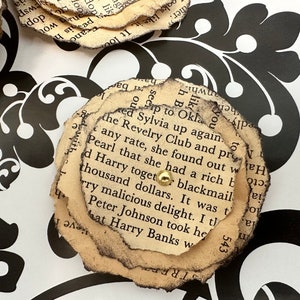 Torn Layered Rosette Book Page Flowers 12 Pack , Junk Journal, Altered ...