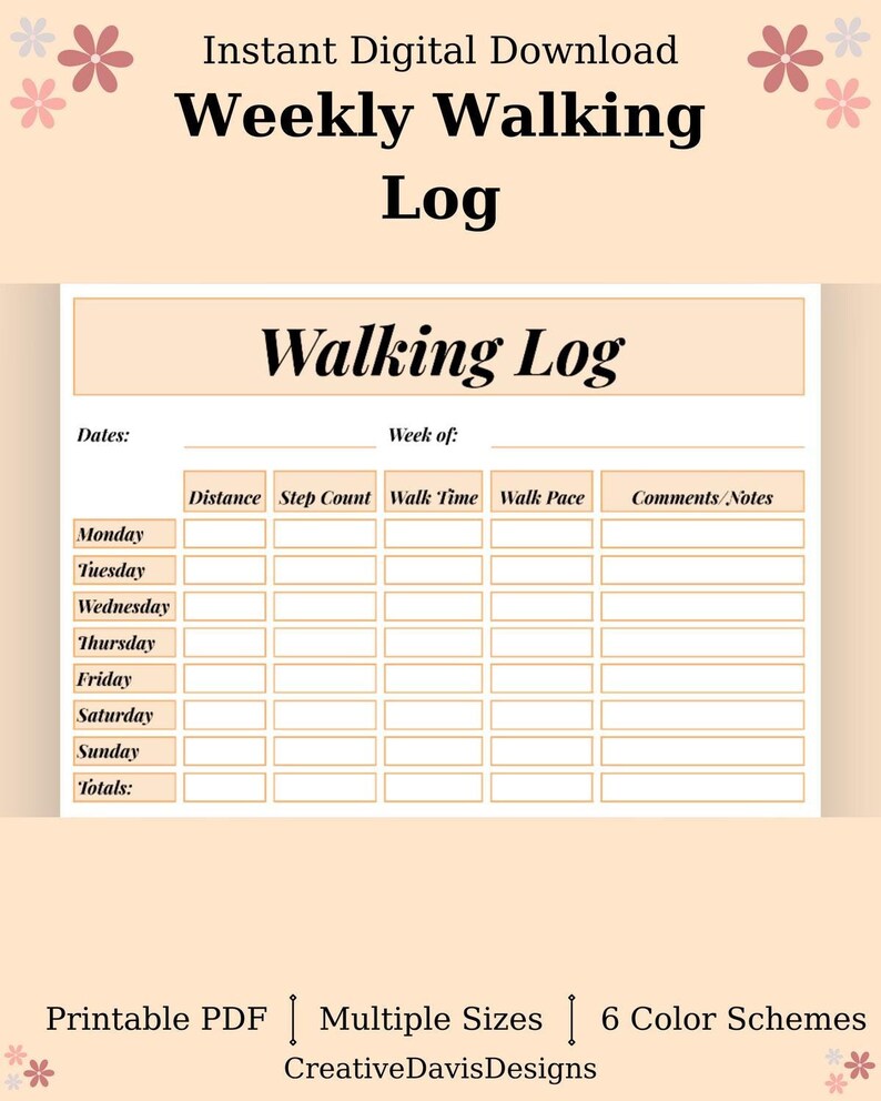 Walking, Log, Tracker, Weight, Management, Chart, Exercise, Health ...