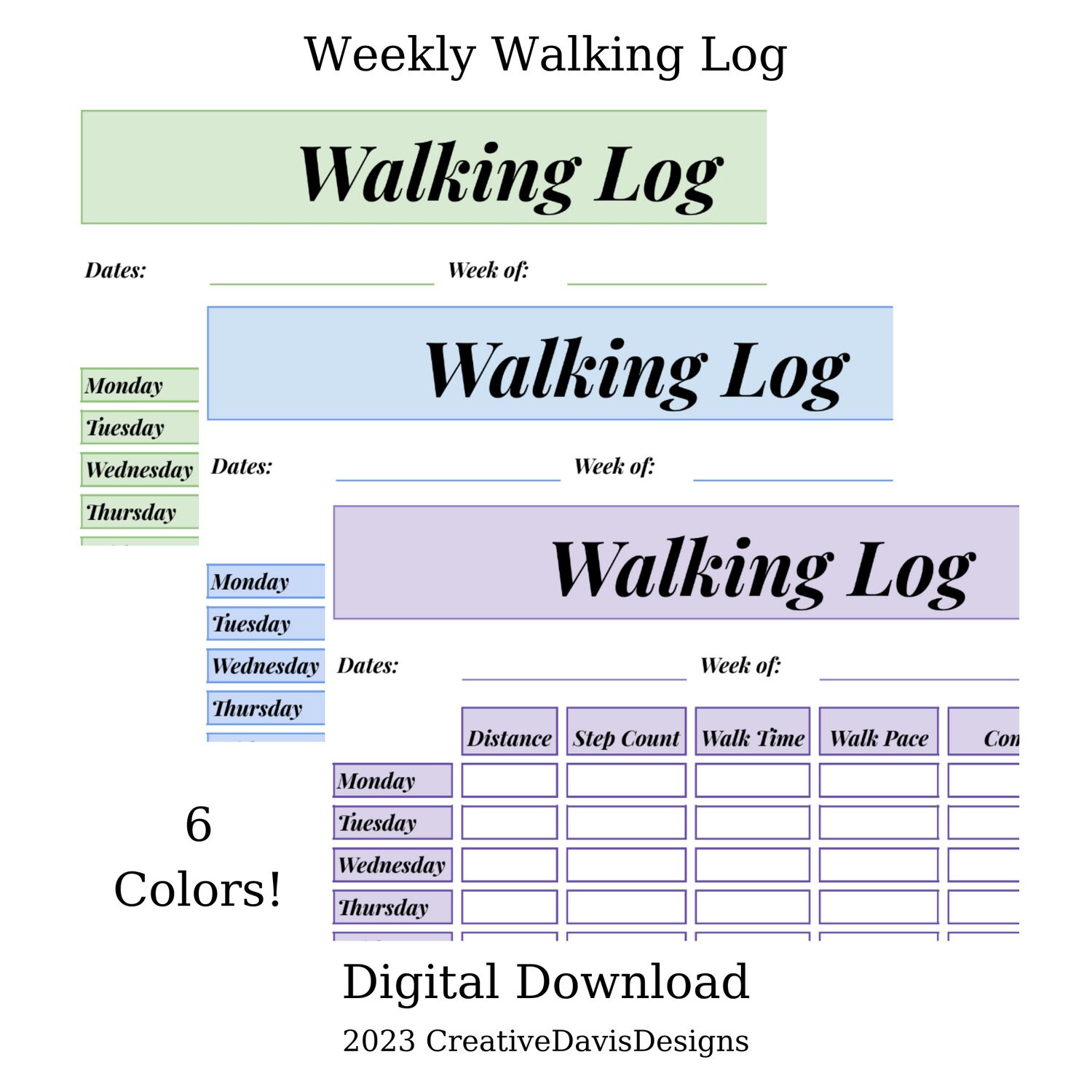 Walking, Log, Tracker, Weight, Management, Chart, Exercise, Health ...