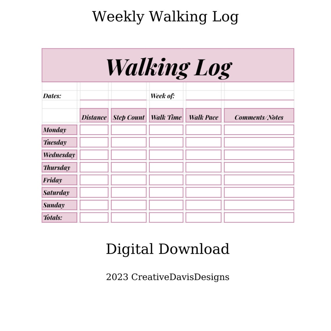 Walking, Log, Tracker, Weight, Management, Chart, Exercise, Health ...