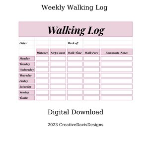 Walking, Log, Tracker, Weight, Management, Chart, Exercise, Health ...