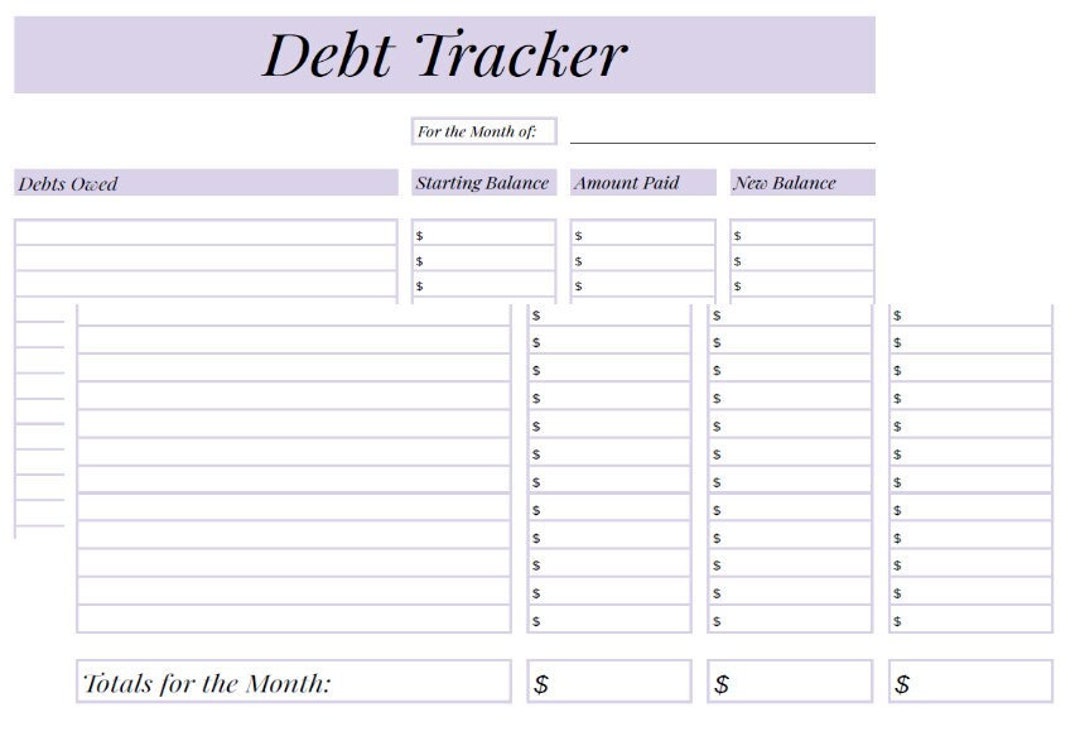 Debt Tracker Planner 01 Schedule Checklist Finances Bills - Etsy