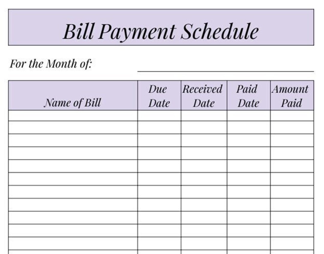 Bill Payment Checklist Payments Planner Tracker Finances - Etsy