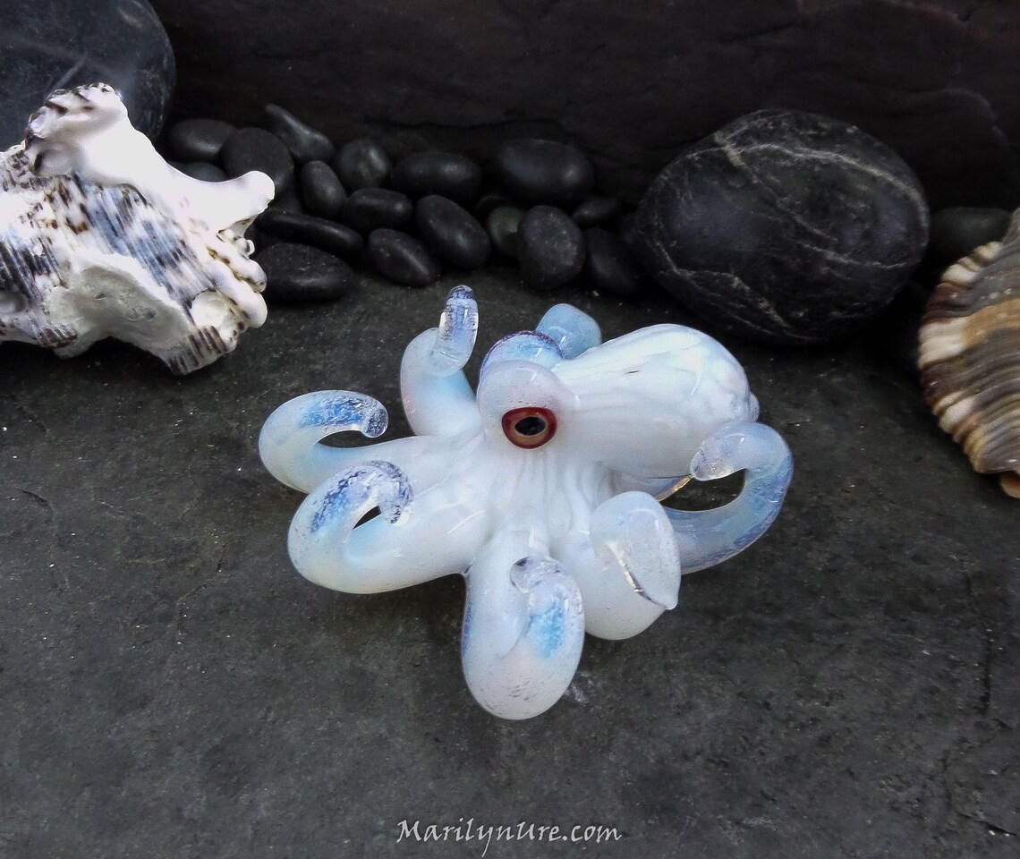 The Little Secret White Kraken Collectible Wearable Boro Glass - Etsy