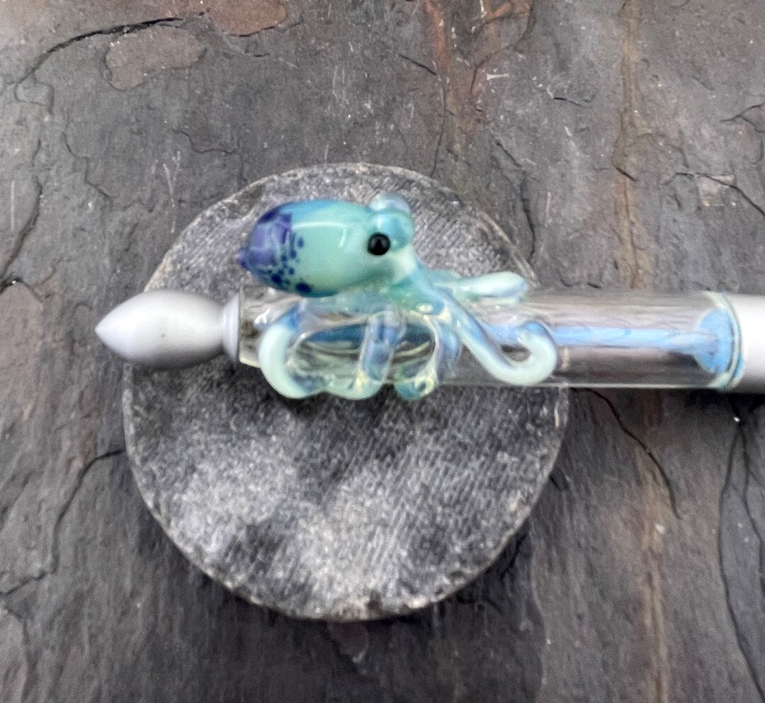 Aquamarine and Silver Octo Ball Point Pen - Etsy