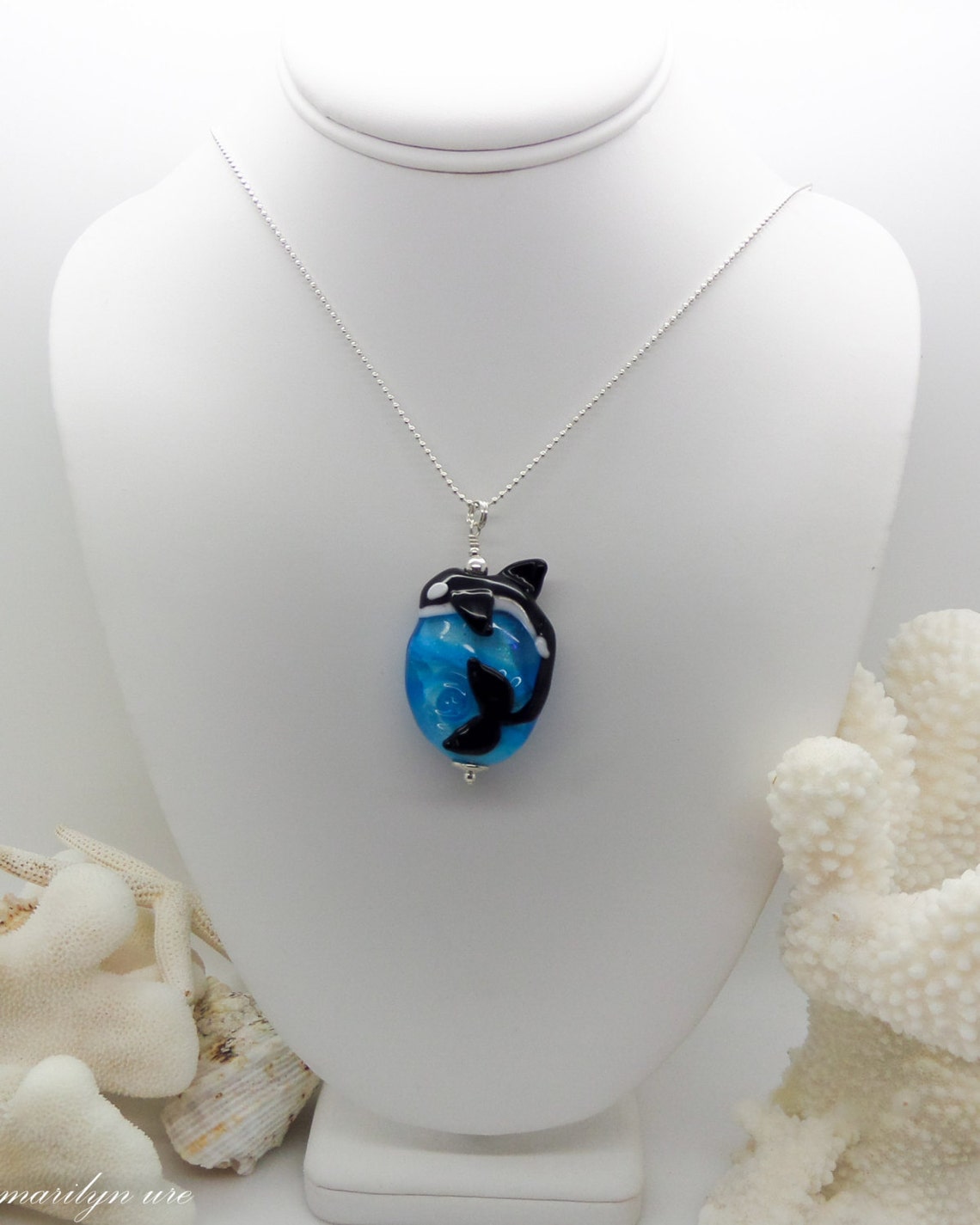 Handmade Killer Whale Orca Lampwork Bead Necklace Tribute to - Etsy