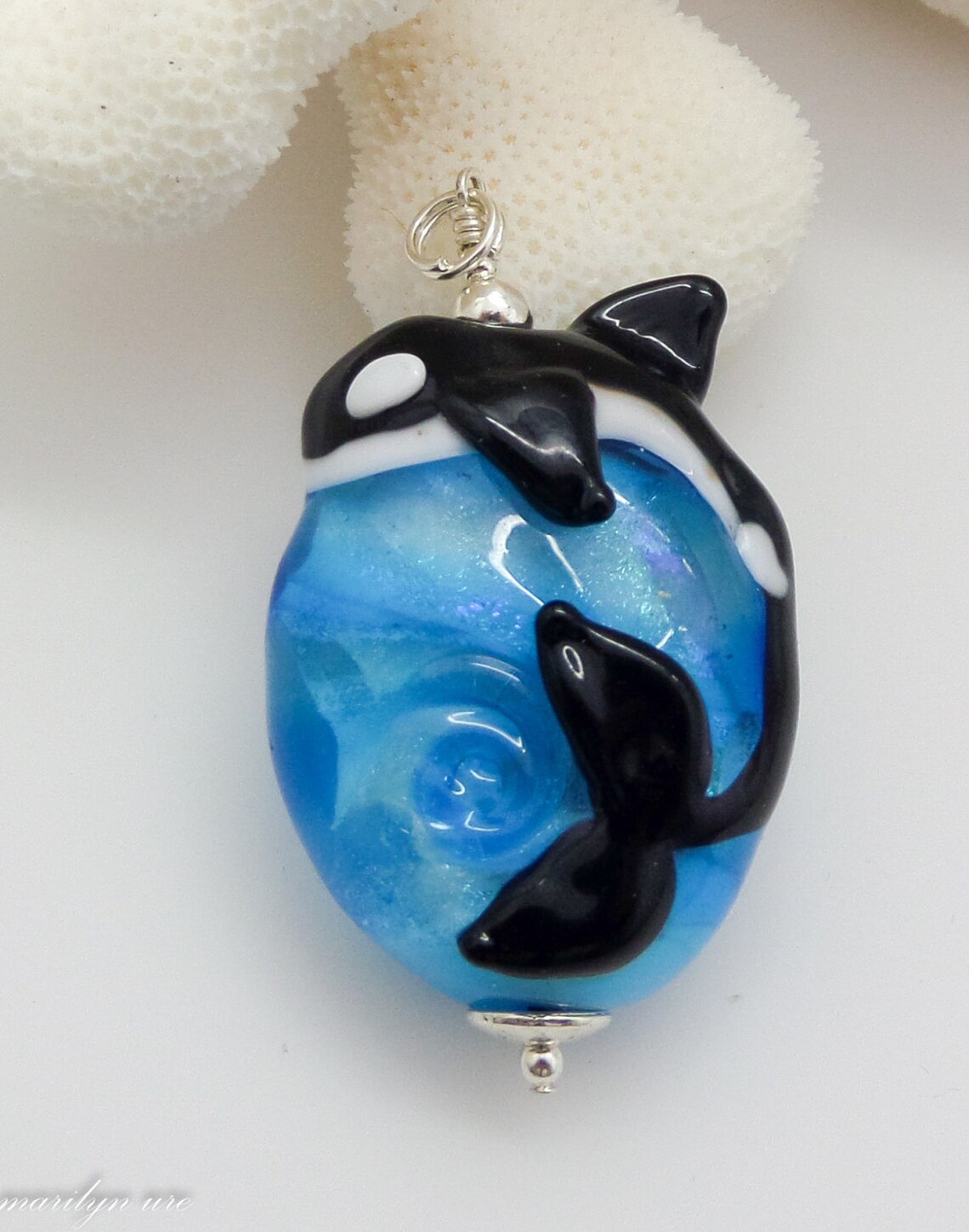 Handmade Killer Whale Orca Lampwork Bead Necklace Tribute to - Etsy