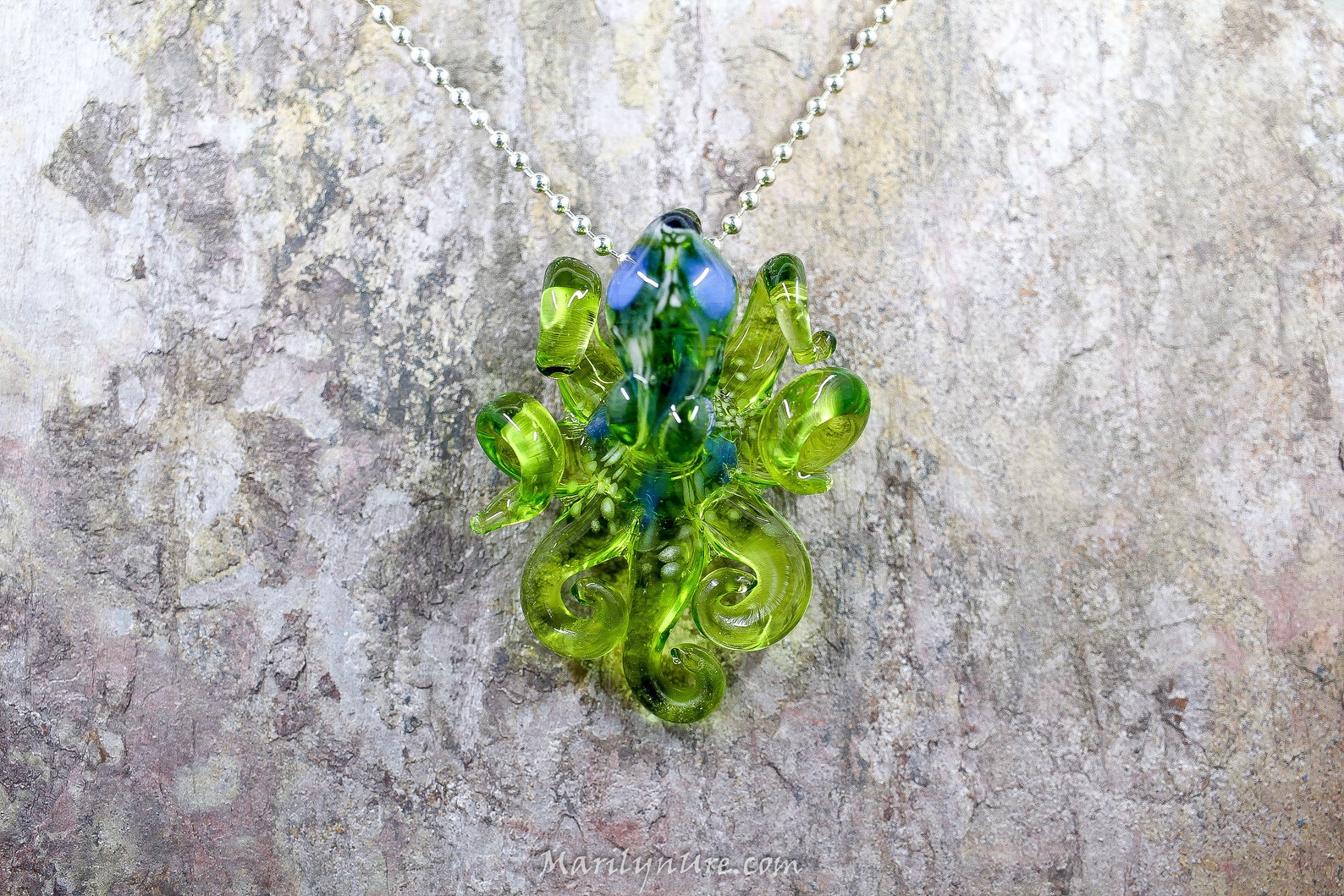 The Kryptonite Kraken Collectible Wearable Boro Glass Octopus Necklace ...