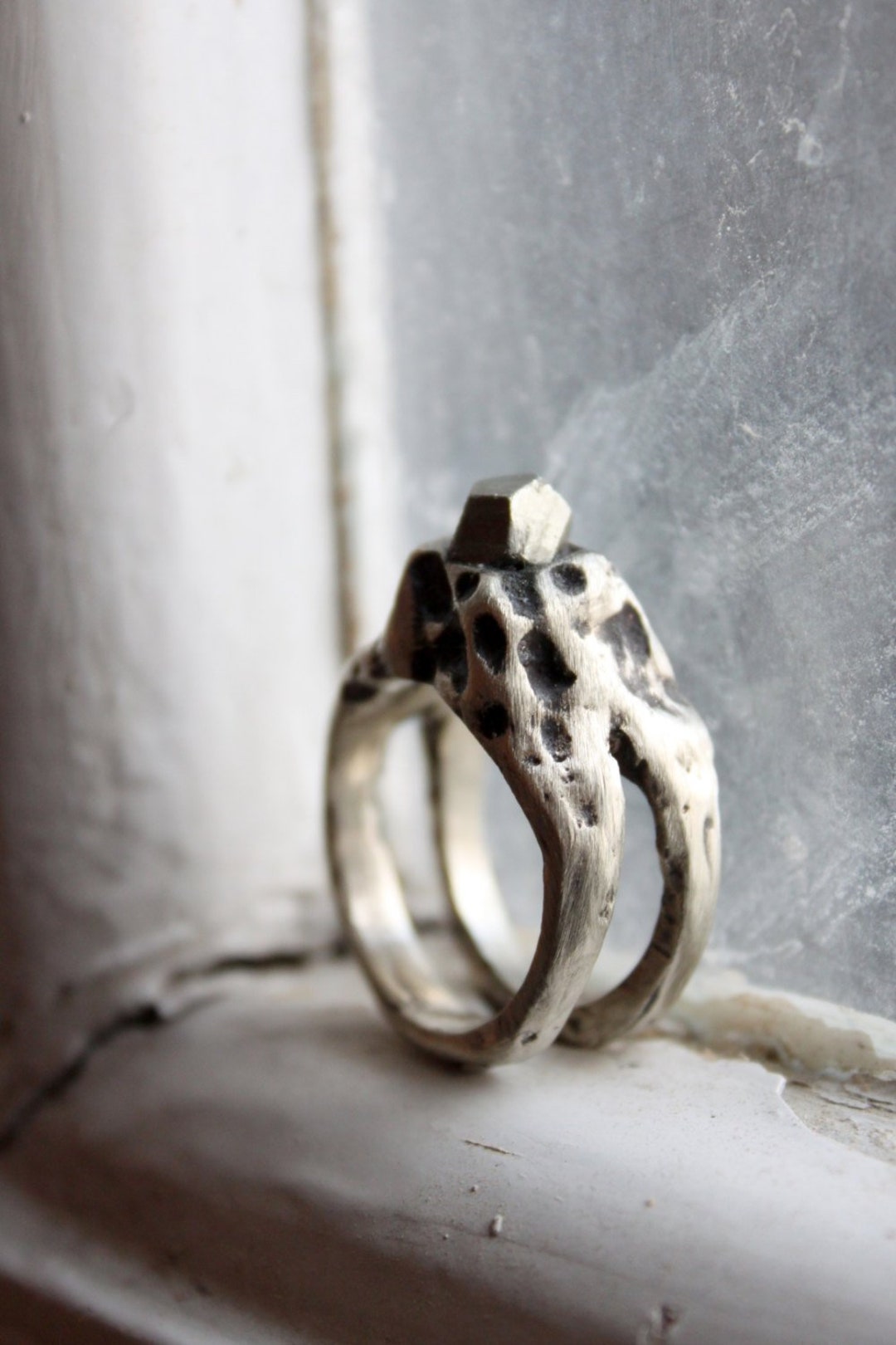 Chunky Stone Ring Alternative Engagement Ring Pyrite Raw - Etsy