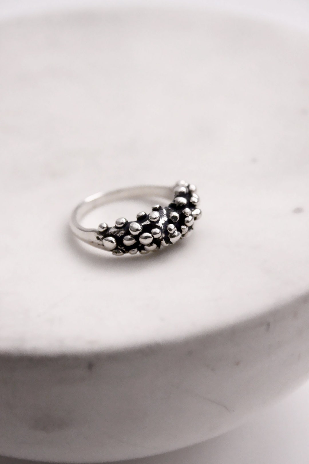 Granulation Ring Silver, Bubble Ring, Modern Dot Ring, Vintage Mens ...
