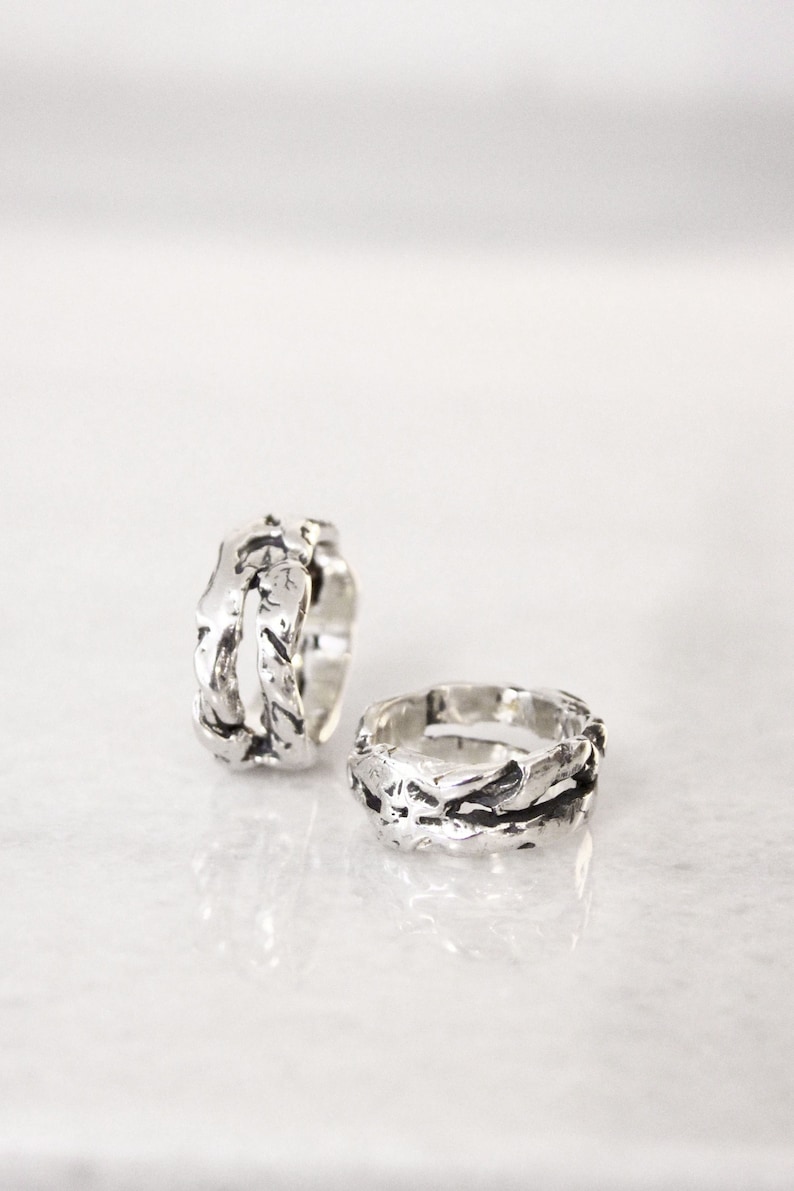 Molten Ring Silver Chunky Melted Ring Irregular Liquid Ring - Etsy