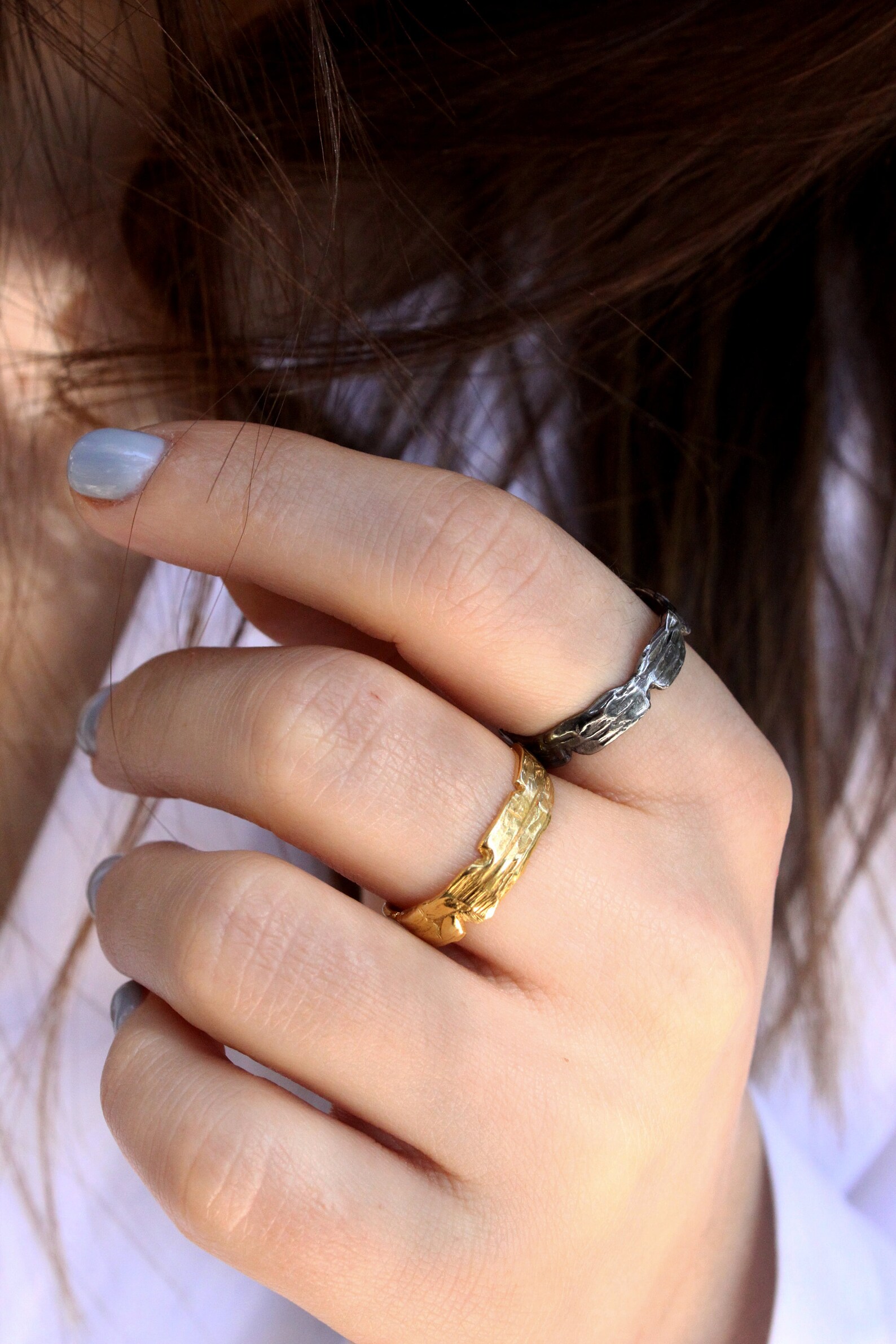 Black Ring Skinny Ring Silver Mens Ring Minimal Ring | Etsy UK