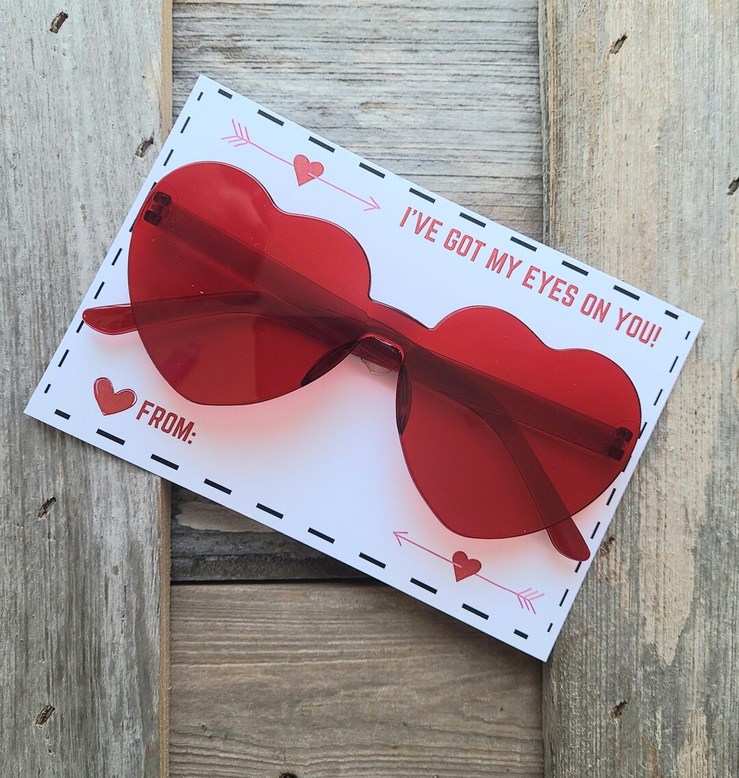 Heart Glasses Valentines Class Card - Etsy