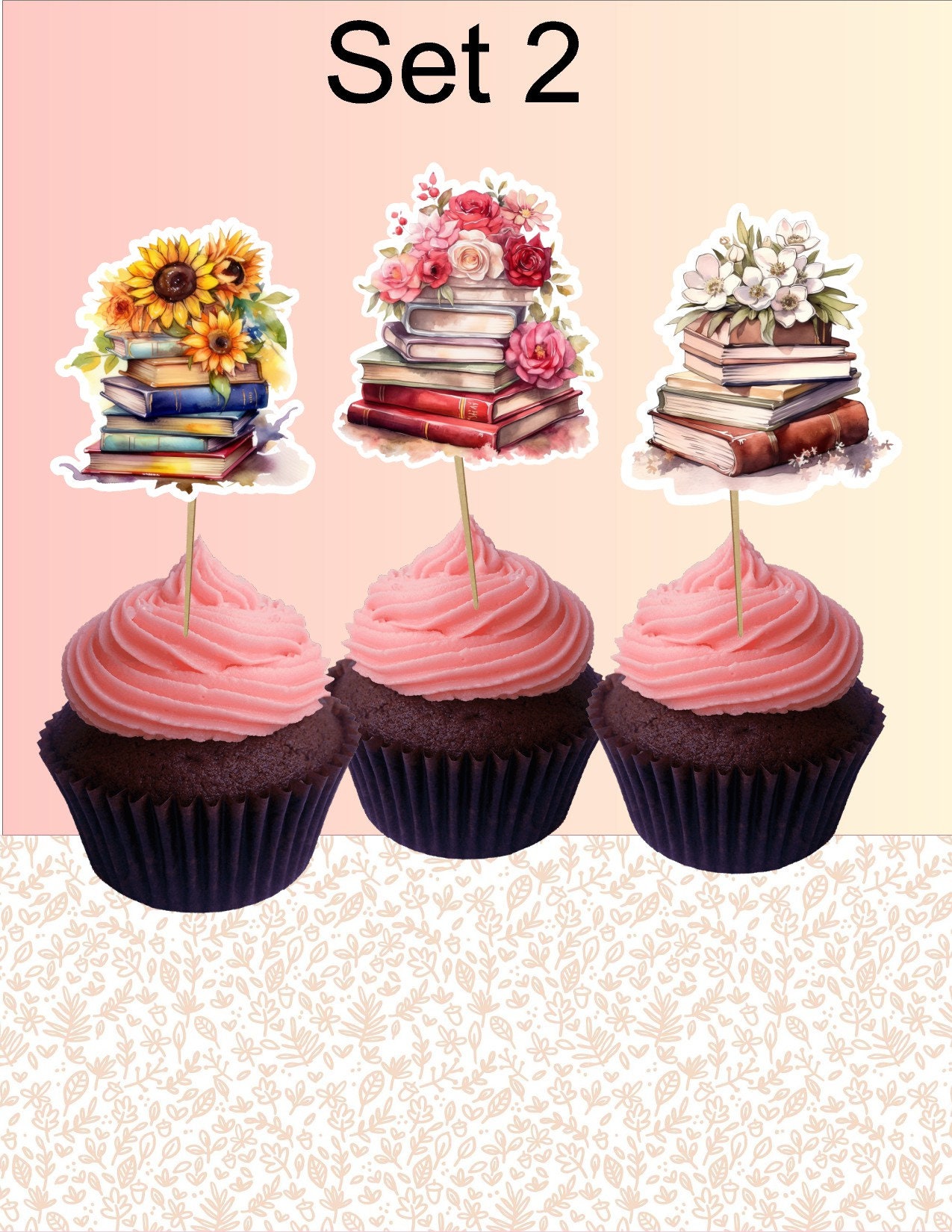 Books Cupcake Toppers, I Love Books, Library, Food Picks, 12 Pack KIT ...