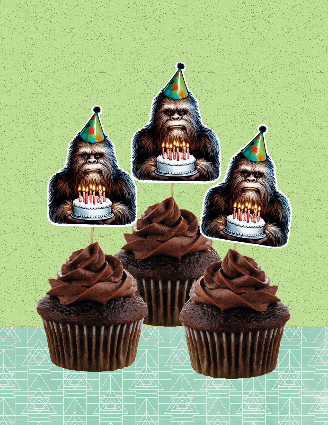 Bigfoot Cupcake Toppers, Bigfoot Party, Bigfoot Cupcake Toppers Set of ...