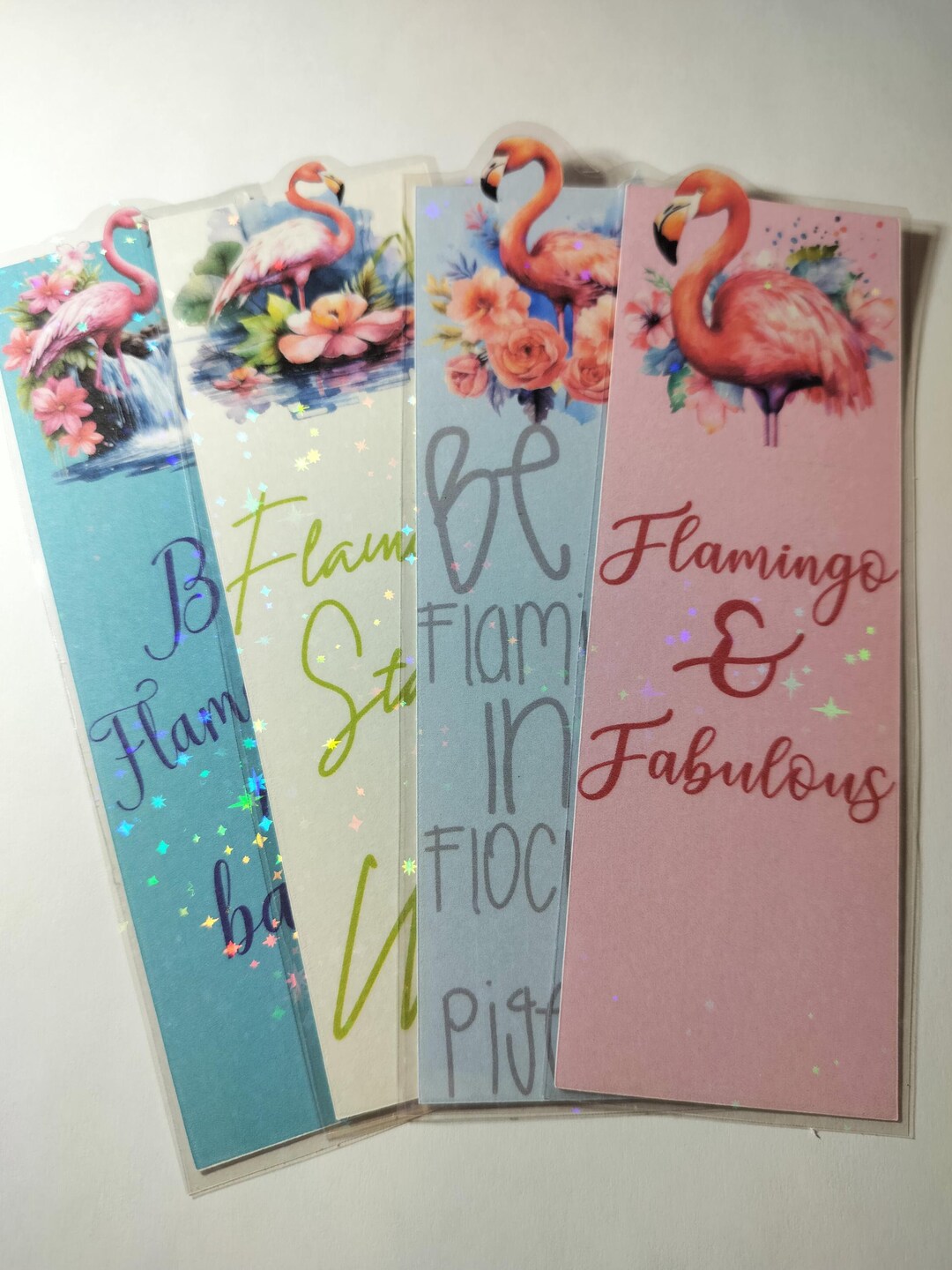 Holographic Flamingo Bookmarks, Set of 4, Limited Edition Bookmarks - Etsy