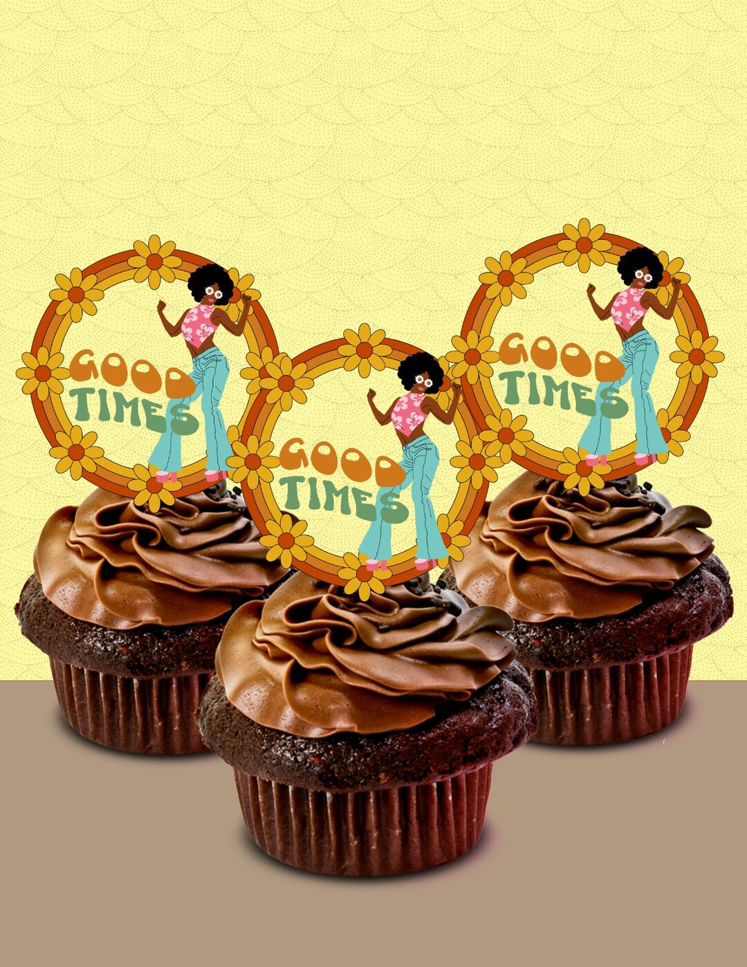 1970's Cupcake Toppers, 12 Pack Kit, Genx, Disco Party, Good Times ...