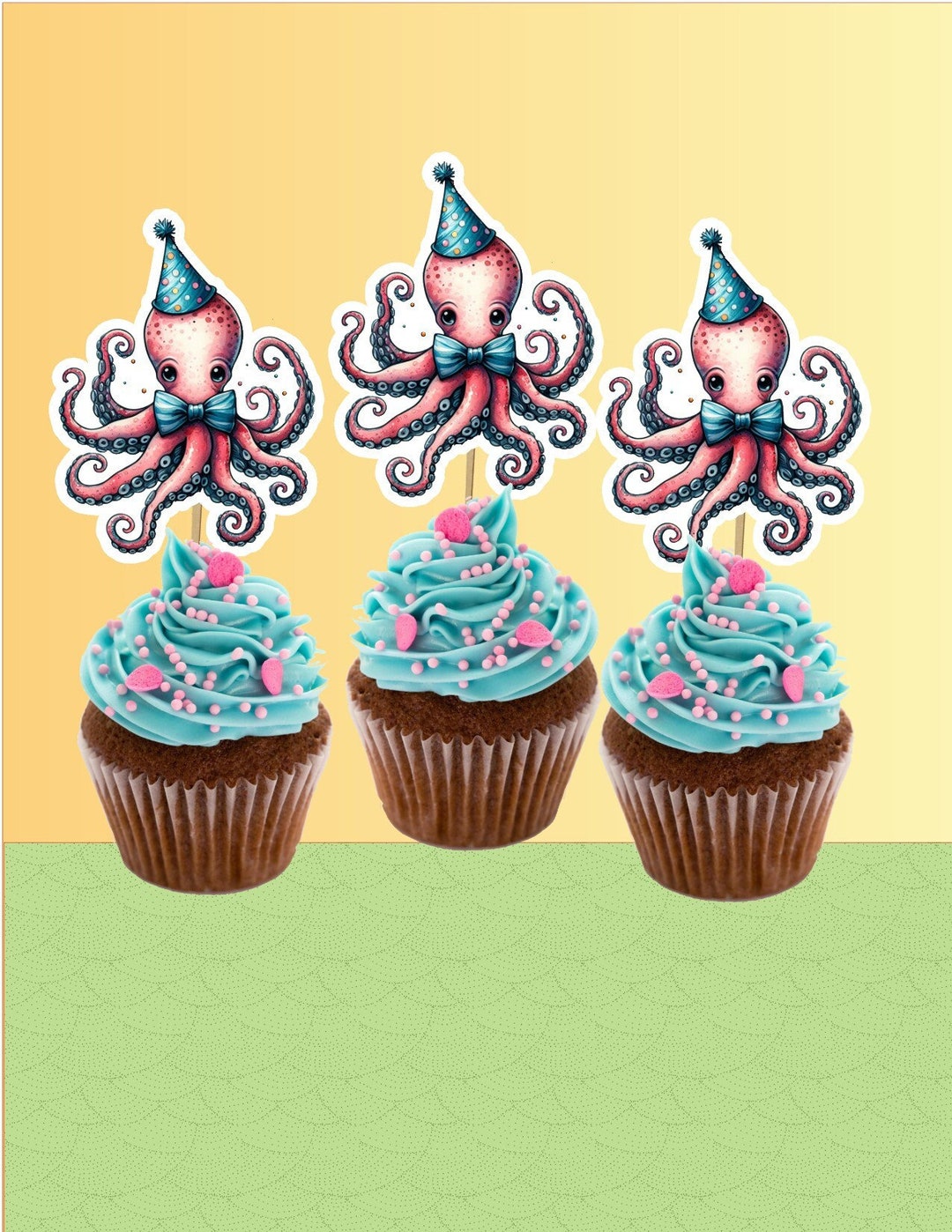 Octopus Cupcake Toppers: Assembled Party Cake Decoration - Etsy