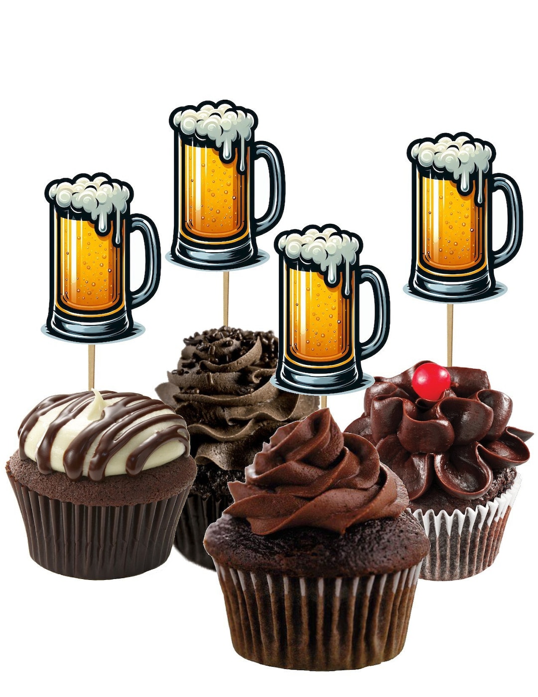 Beer Party Cupcake Toppers, Beer Cupcake Toppers - Set of 12, Kit ...