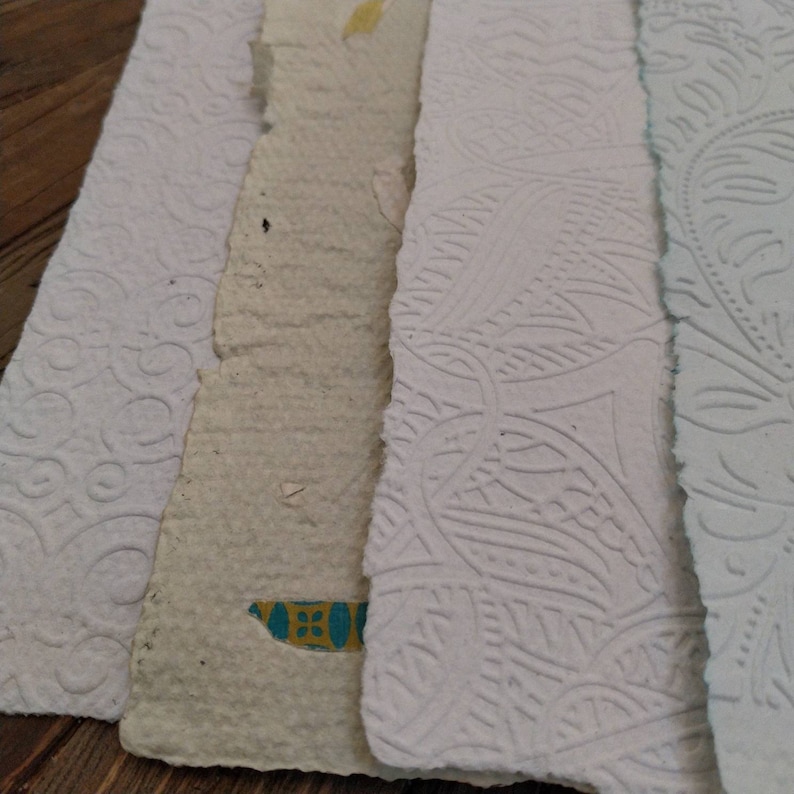 Handmade Paper Embossed Handmade Paper for Junk Journaling or Crafting ...