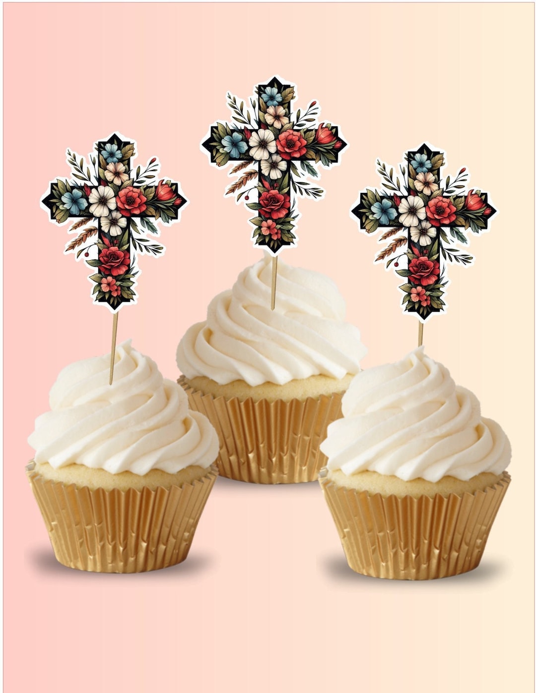 Religious Cupcake Toppers: Religious Party Decor, Cross, Religion - Etsy