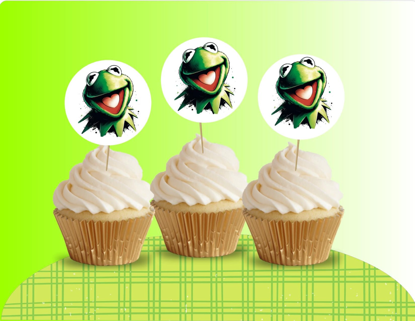 Kermit the Frog Cupcake Toppers: Assembled Party Decorations - Etsy